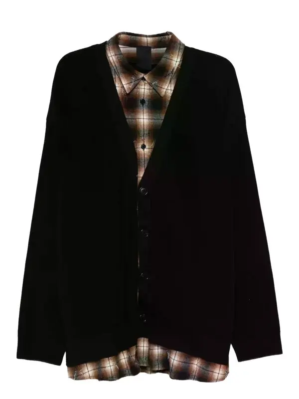 JUUN.J Plaid-layered Cardigan - Black