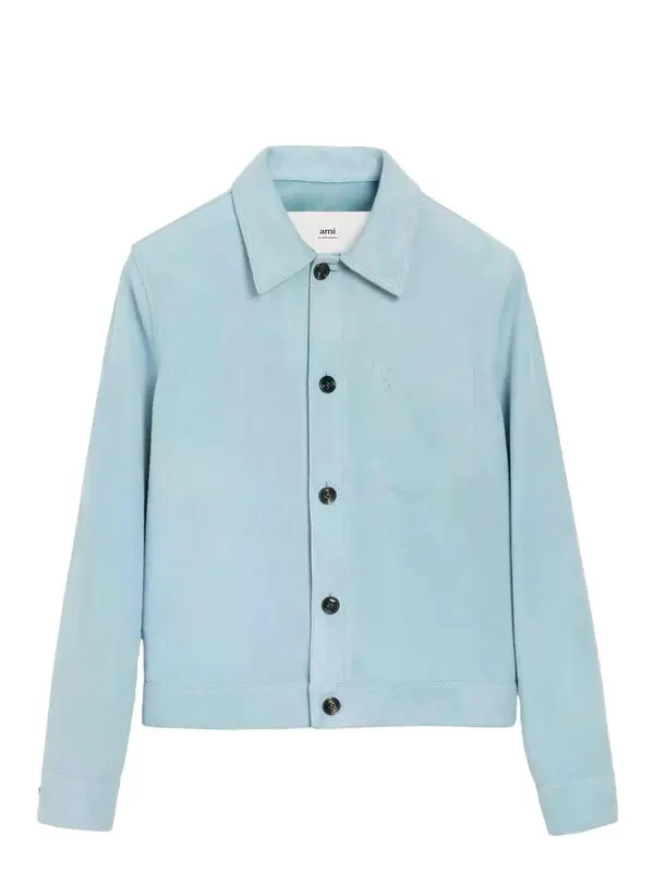 Ami Leather Buttoned Jacket - Blue