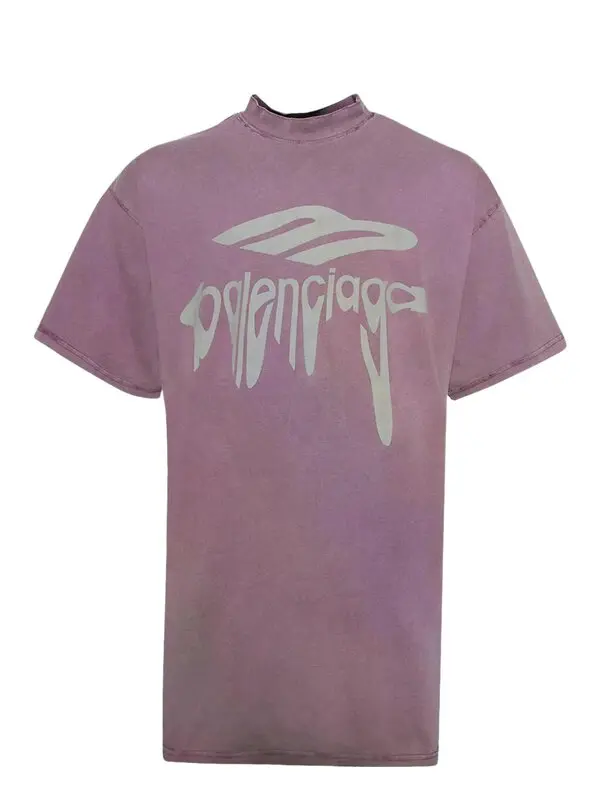 Balenciaga Logo-print Mock-neck T-shirt - Purple