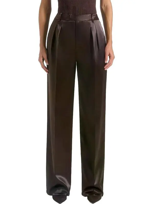 Manière De Voir Satin Twin-pleat Tailored Trousers - Brown