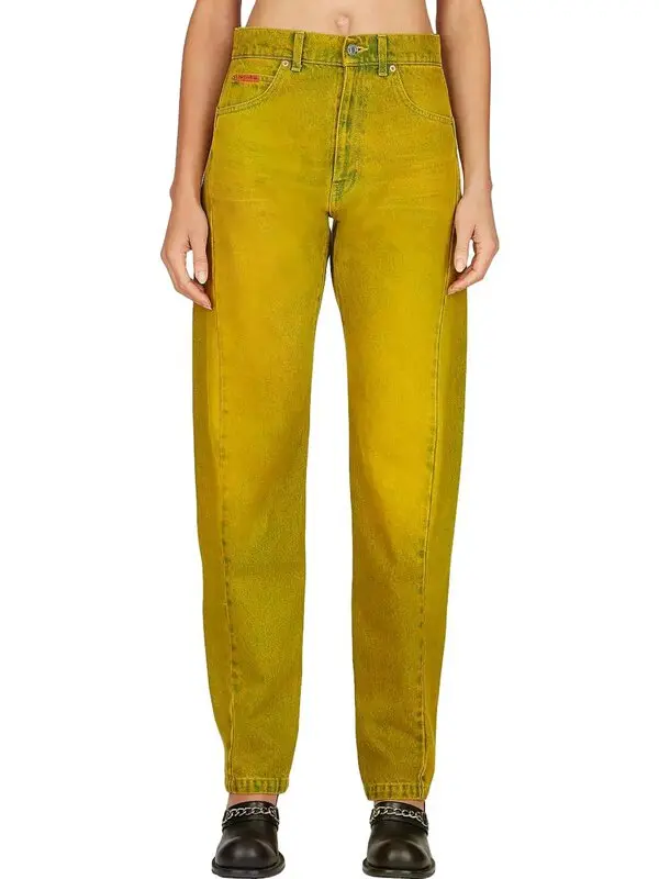 Martine Rose Distressed-finish Straight Leg Jeans - Yellow