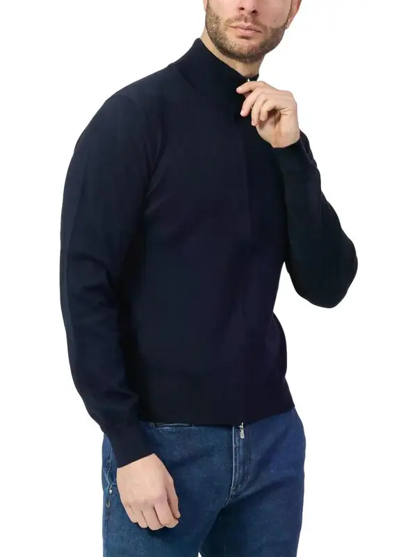 GRAN SASSO High-neck Zip-up Cardigan - Blue