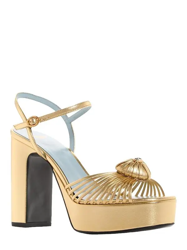 Valentino Garavani Strappy Platform Sandals - Antique Light Brass