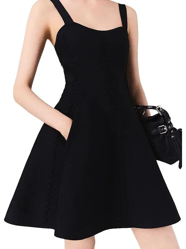 Maje Knitted Skater Dress - Navy