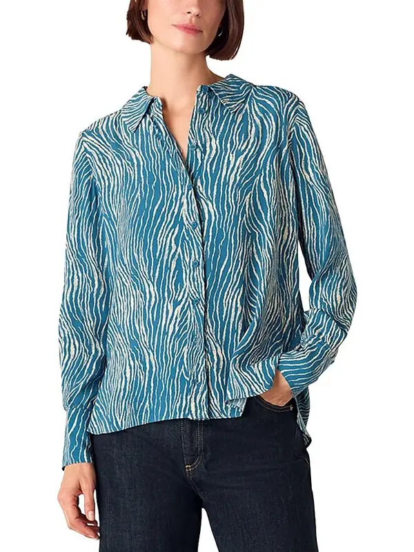 Whistles Zebra Print Blouse - Blue/multi
