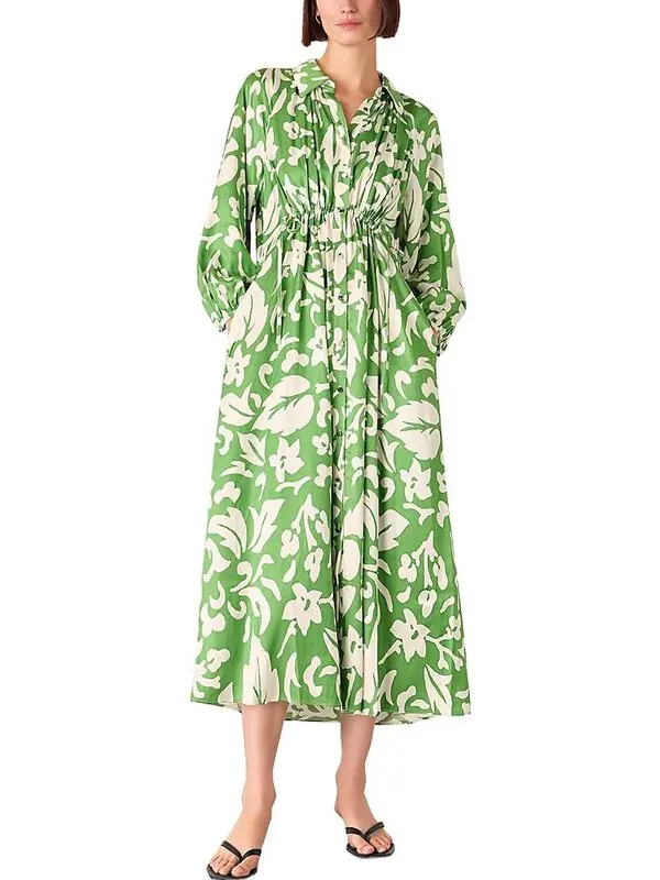 Whistles Floral Shirt Dress - Green/multi