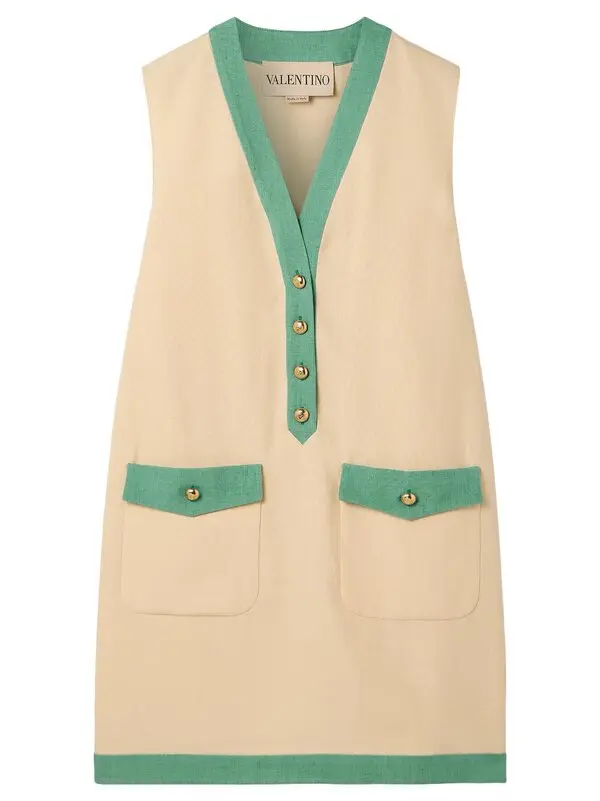 Valentino Garavani Two-tone Canvas Mini Dress - Cream