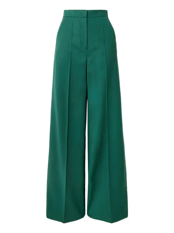 Max Mara Fernet Embroidered Wide-leg Pants - Green