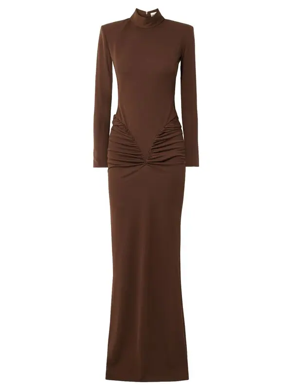THE NEW ARRIVALS ILKYAZ OZEL Darja Draped Stretch-jersey Gown - Brown