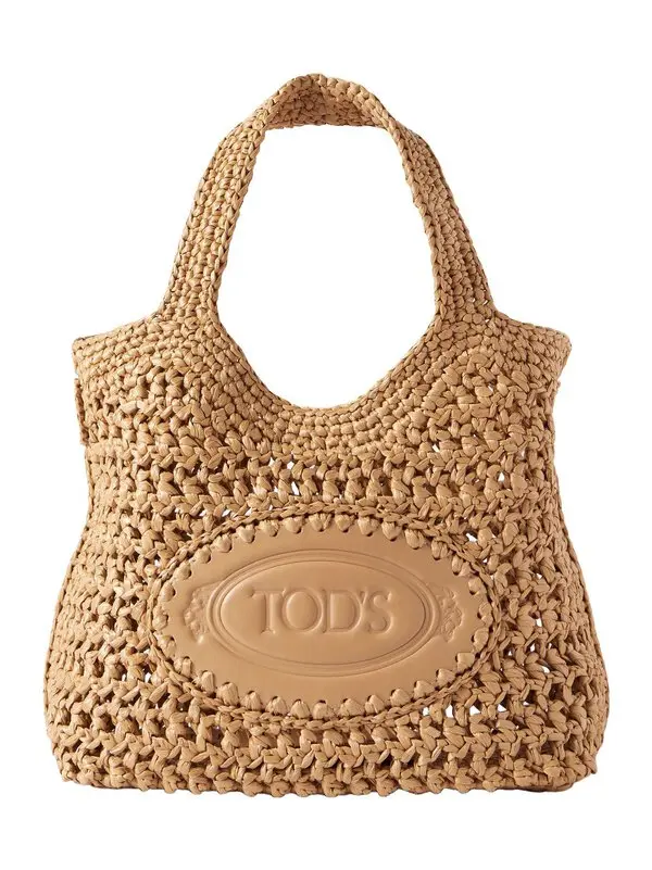 TOD'S Ebl Mini Embossed Raffia Tote - Brown