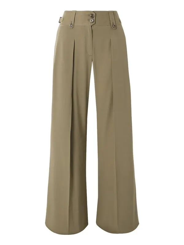TOM FORD Pleated Silk Crepe De Chine Straight-leg Pants - Green