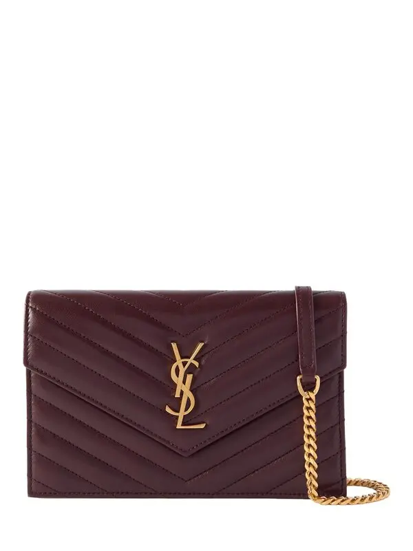 Saint Laurent Cassandre Envelope Mini Matelassé Leather Shoulder Bag - Burgundy