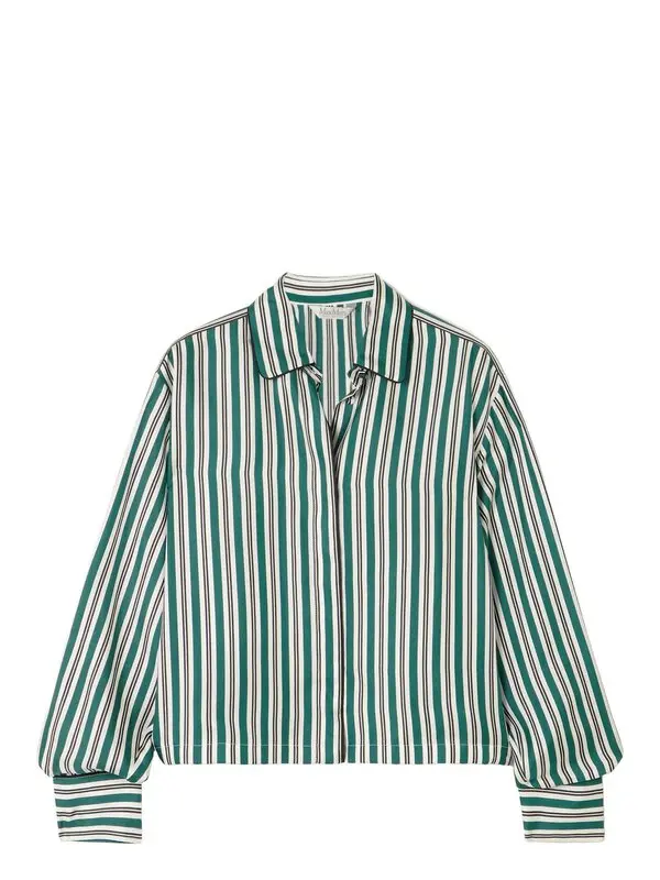 Max Mara Brama Striped Silk-twill Shirt - Green