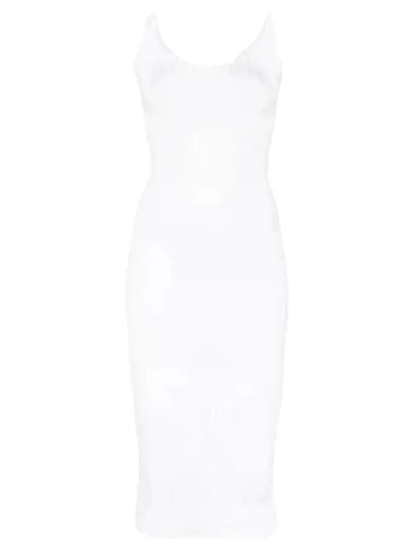 MUGLER Ribbed Midi Dress - White