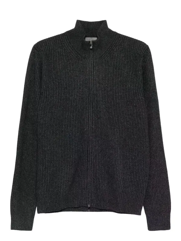Corneliani Ribbed Zip-up Cardigan - Grey