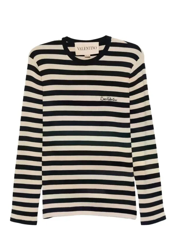 Valentino Garavani Striped Long-sleeve Sweater - Neutrals