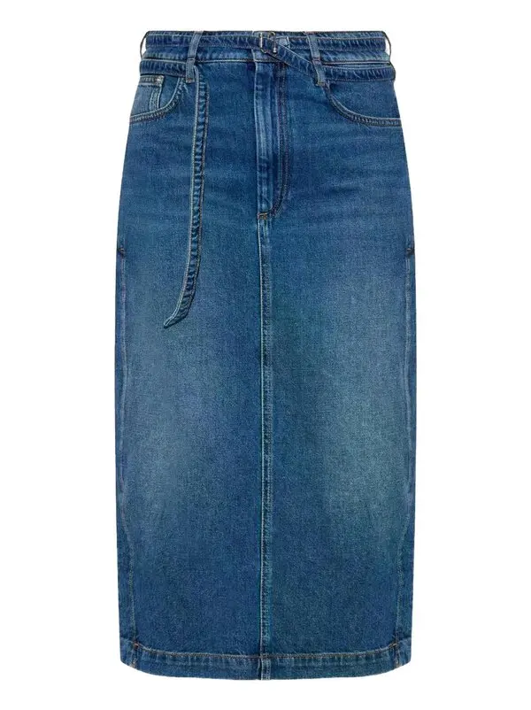 Sportmax Belted Denim Midi Skirt - Blue