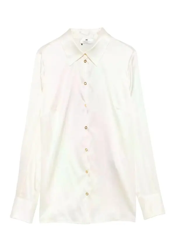 Elisabetta Franchi Bow-detail Satin Shirt - Neutrals
