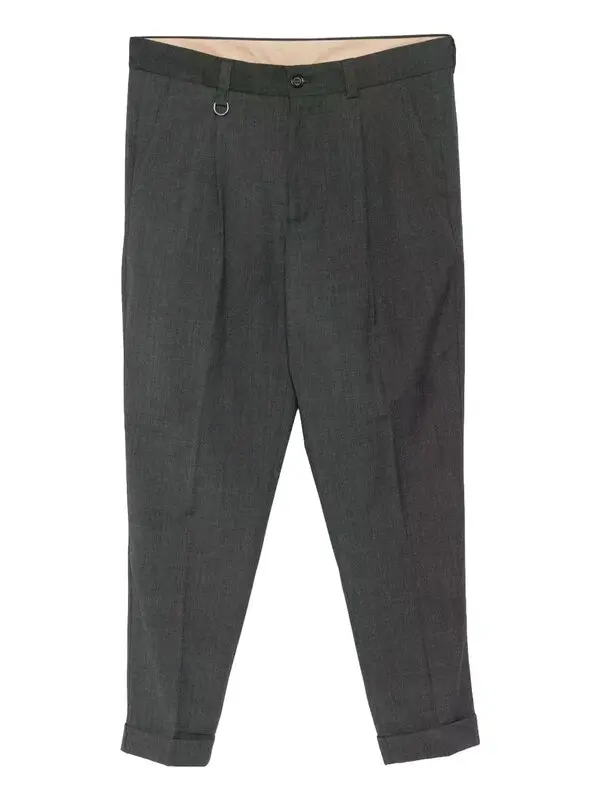 PAOLO PECORA Pleated Cuffed Trousers - Grey