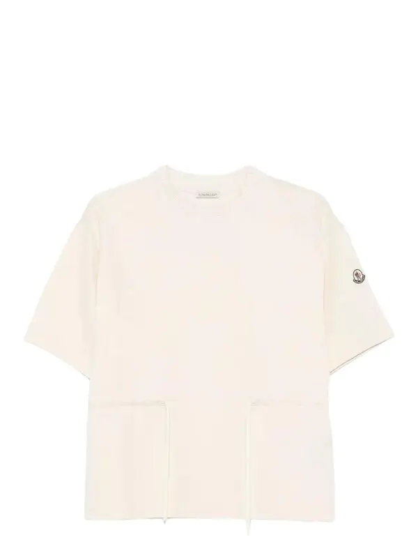 Moncler Cotton T-shirt With Drawstring Waist - Neutrals