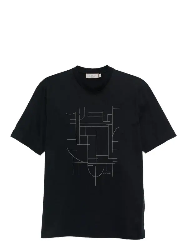 Canali Geometric-print T-shirt - Blue