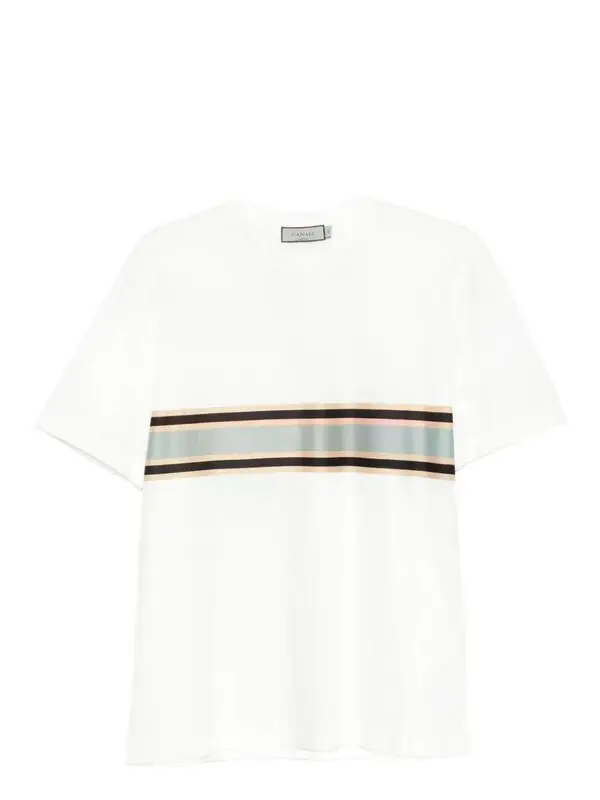 Canali Stripe-detail T-shirt - White