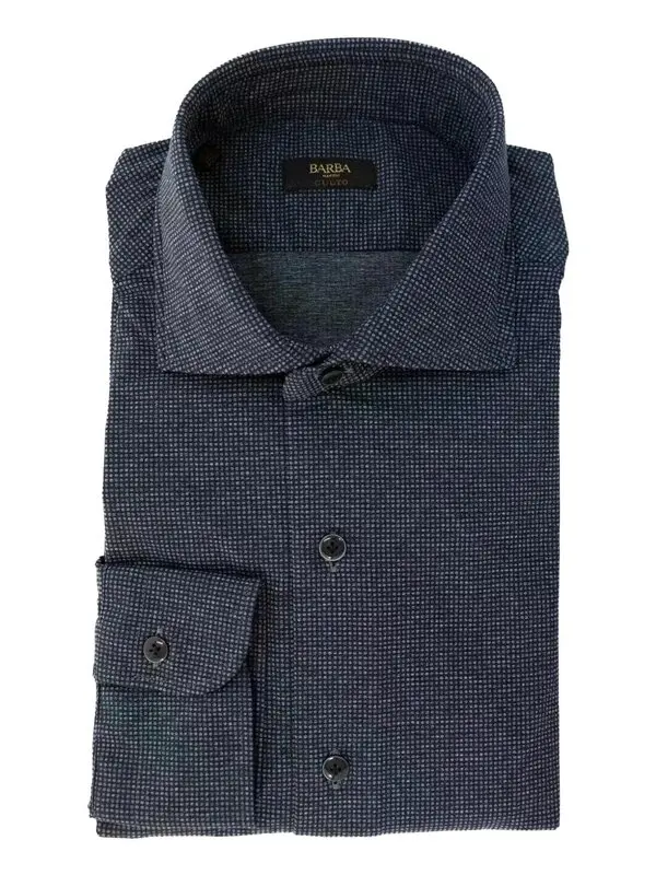 BARBA NAPOLI Micro-dotted Button-down Shirt - Blue