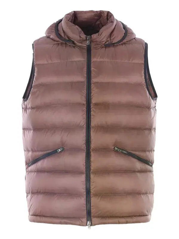 Herno Quilted Gilet With Hood - Brown