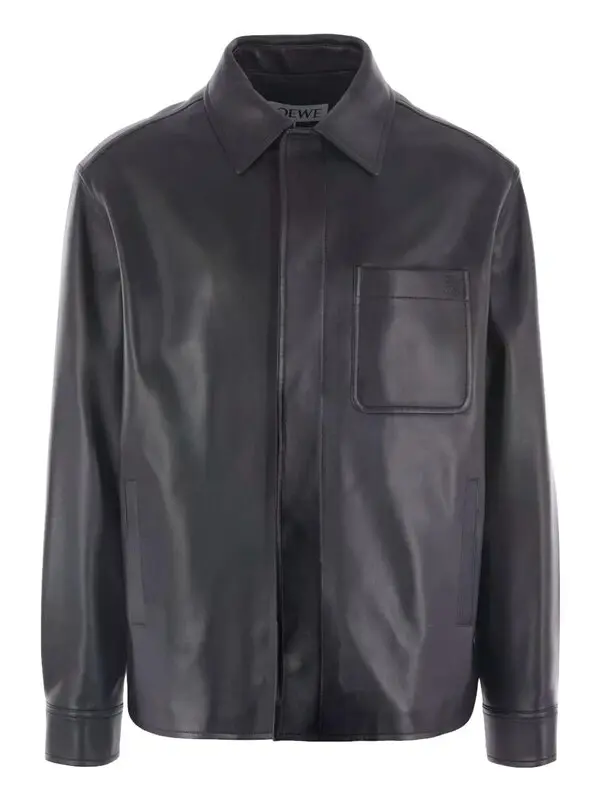 Loewe Leather Shirt Jacket - Black