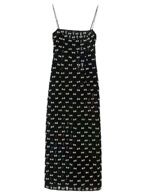 NISSA Bow-embellished Midi Dress - Black