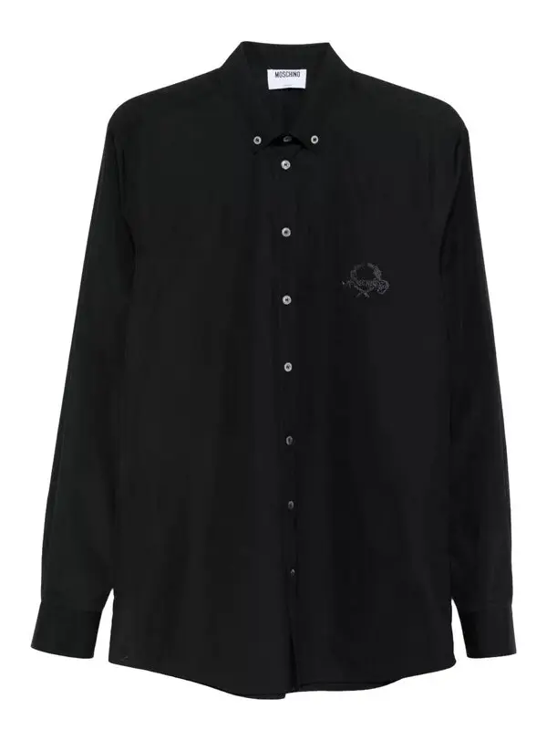 Moschino Logo-embroidered Cotton Shirt - Black