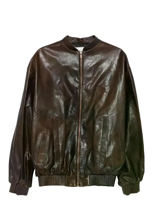 Magda Butrym Leather Bomber Jacket - Brown