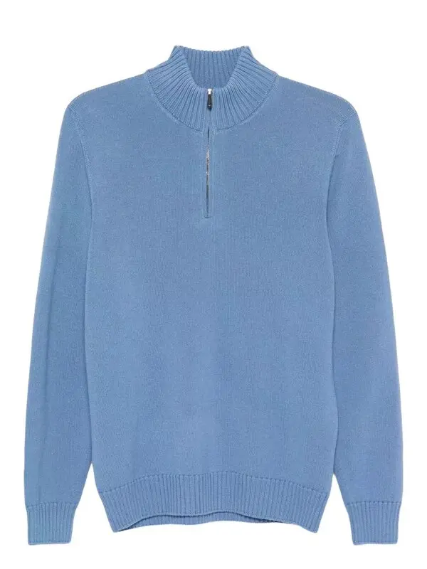 DRUMOHR Half-zip Merino Wool Sweater - Blue