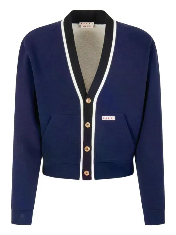 Marni Contrasting-trim Cardigan - Blue