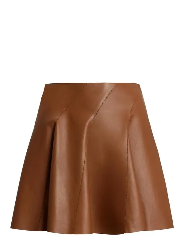 Ralph Lauren Leather Flared Skirt - Beige