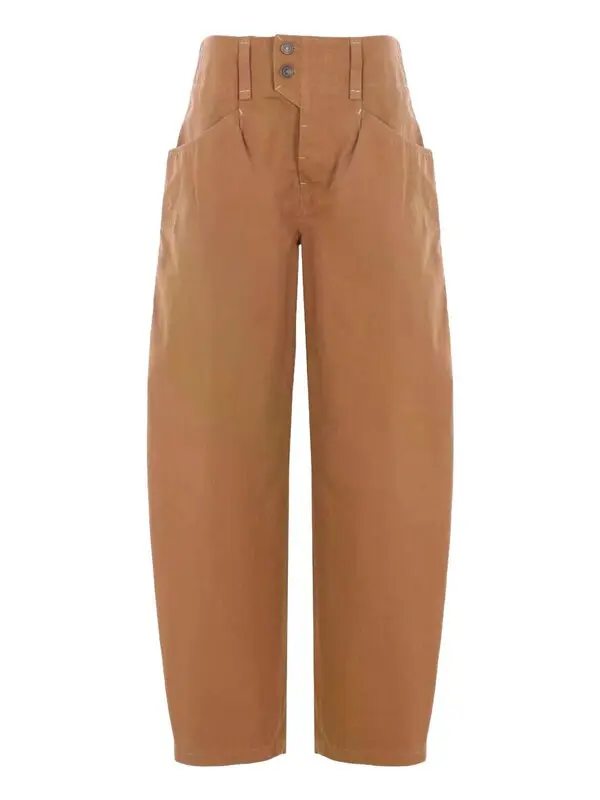 Isabel Marant Button-fastening Cotton Trousers - Brown