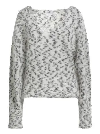 Majestic Filatures Two-tone V-neck Knit Sweater - White