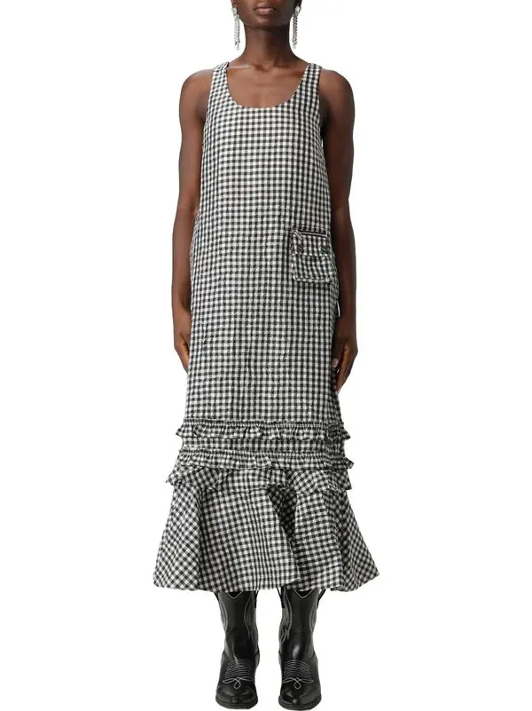 GANNI Gingham Maxi Dress - Black