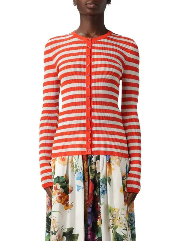Dolce & Gabbana Striped Ribbed Knit Cardigan - Orange