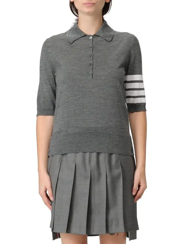 Thom Browne Four-bar Polo Shirt - Grey