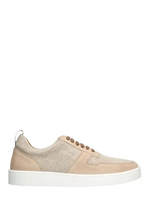 AURELIEN Bayside Suede And Canvas Low-top Trainers - Beige