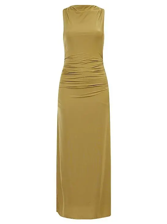 Sir The Label Cascina Twisted-neckline Jersey Midi Dress - Olive