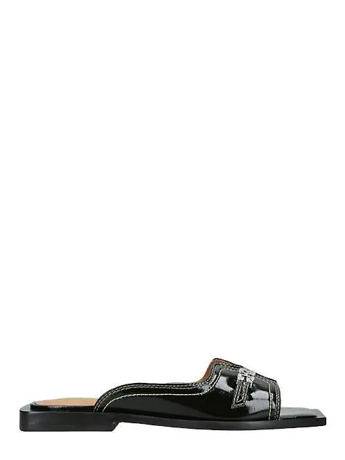 GANNI Butterfly Faux-leather Flat Sandals - Black