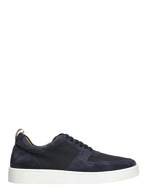 AURELIEN Bayside Suede And Canvas Low-top Trainers - Navy