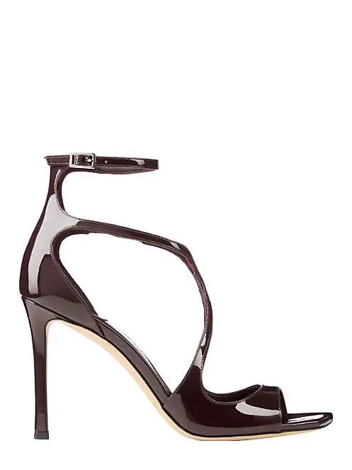 JIMMY CHOO Azia 95 Patent Leather Sandals - Deep Merlot