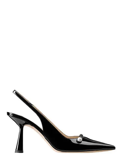 JIMMY CHOO Amita 85 Patent Leather Slingbacks - Black/black