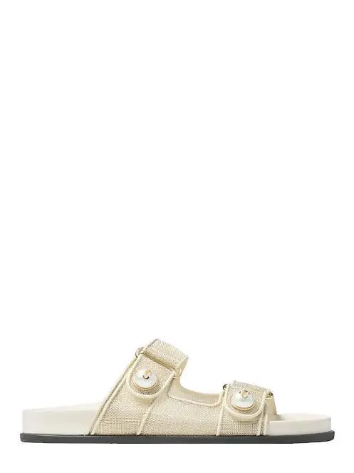 JIMMY CHOO Fayence Mesh Flat Sandals - Champagne/latte