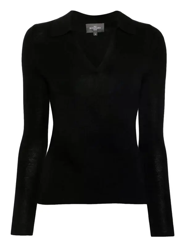 Eric Bompard Knitted Cashmere Polo Top - Black