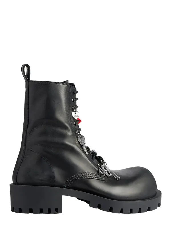 Balenciaga Hummer Leather Booties With Charms - 1080 Black