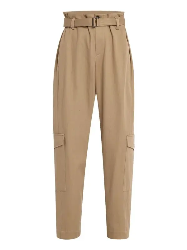 Brunello Cucinelli Cotton Gabardine Tapered Ankle Jogger Pants With Belt - C927 Caramel